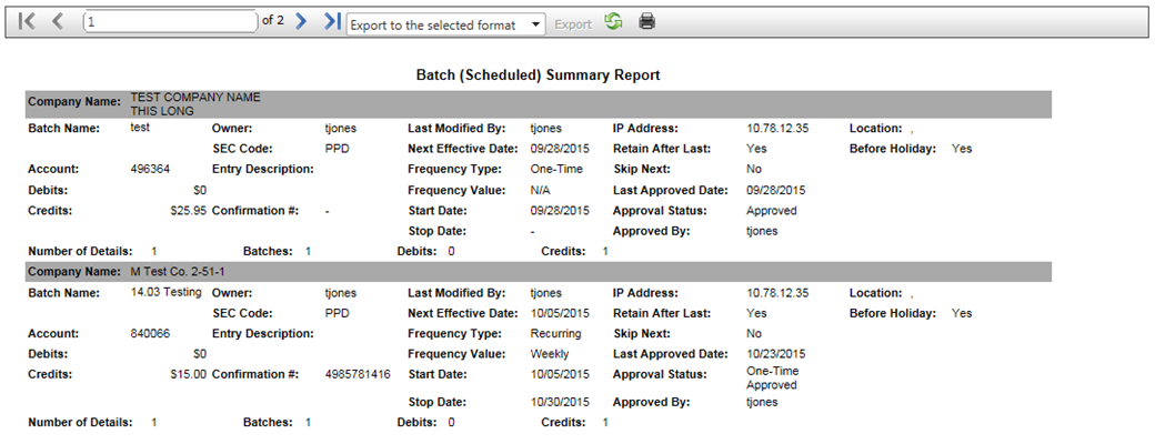 Batch (Scheduled) report